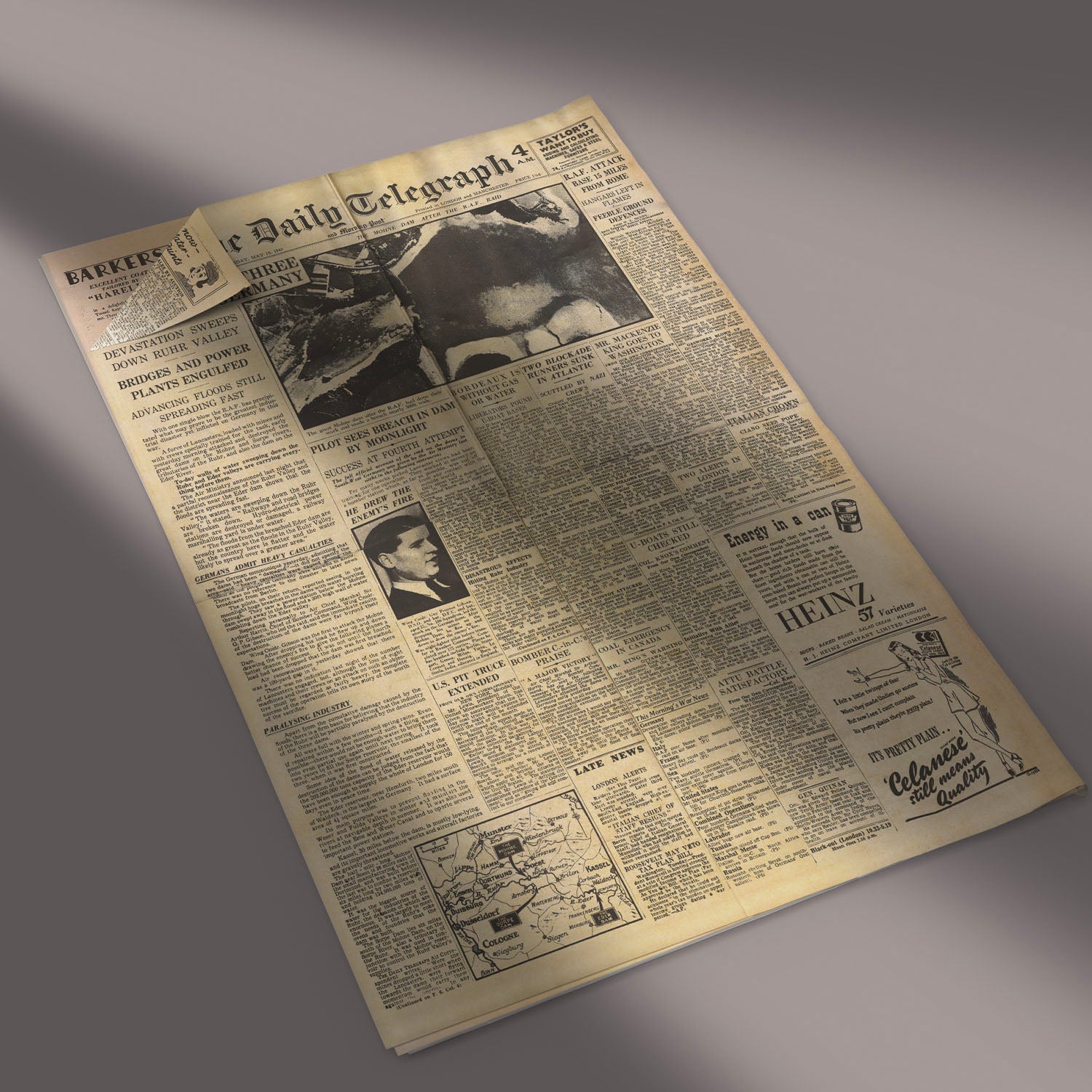 18th May 1943 - Dambusters Raid Daily Telegraph Newspaper