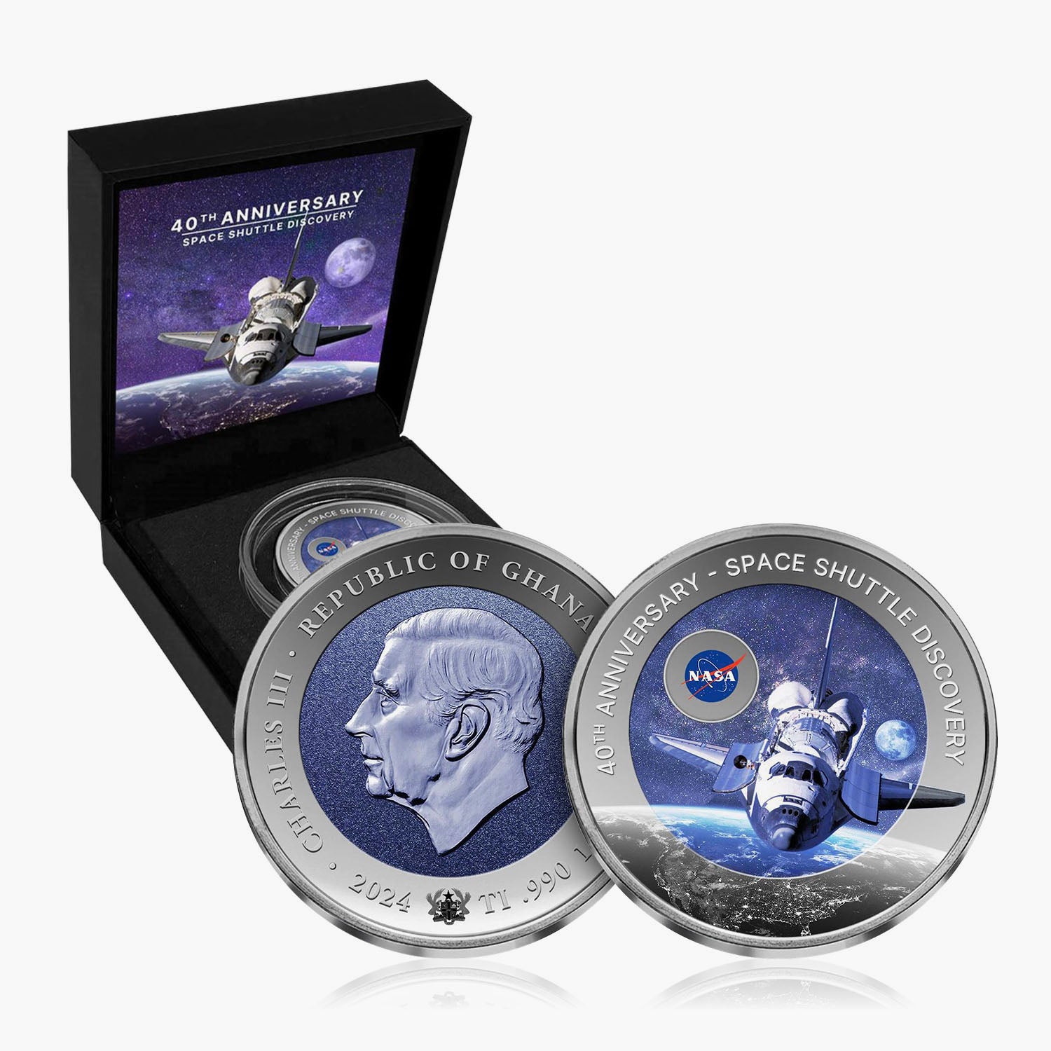 NASA Space Shuttle Discovery 40th Anniversary 2024 Solid Titanium coin
